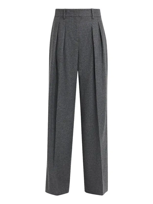 Michael Kors Pleated Wool Wide-leg Trousers - Graphite Multi