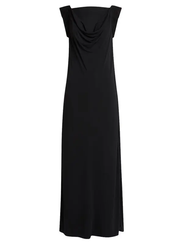 Bottega Veneta Intrecciato-trim Draped Crepe Jersey Maxi Dress - Nero