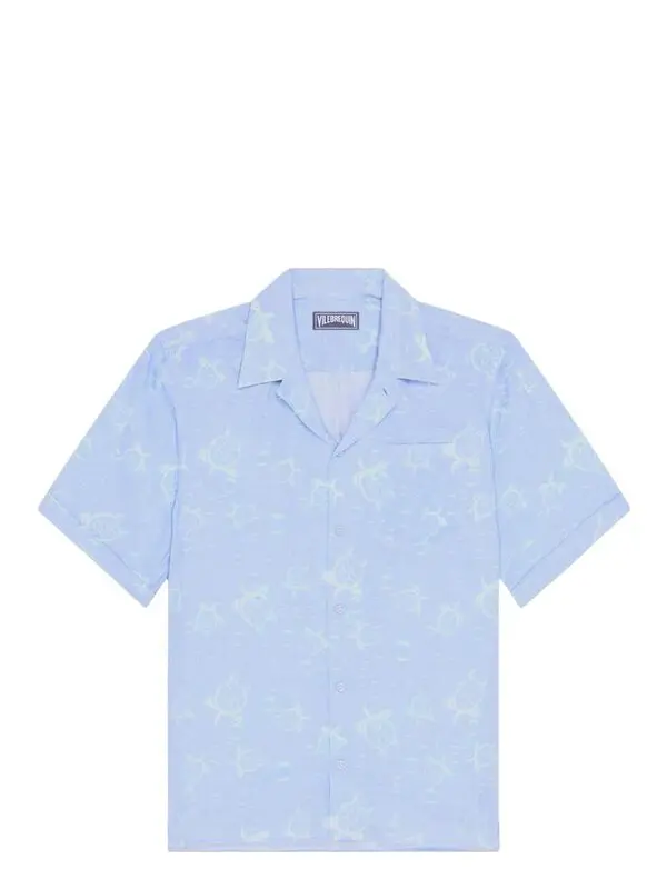 Vilebrequin Bubble Turtles Linen Short-sleeve Shirt - Cloudy