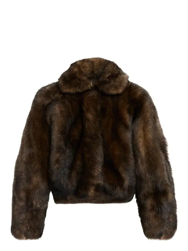 Brunello Cucinelli Lamb Shearling Zip Jacket With Monili Trim - Deep Brown