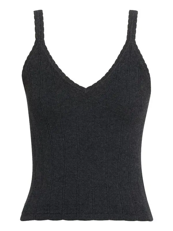 LISA YANG Suni Scalloped Cotton-cashmere Rib Tank Top - Eclipse