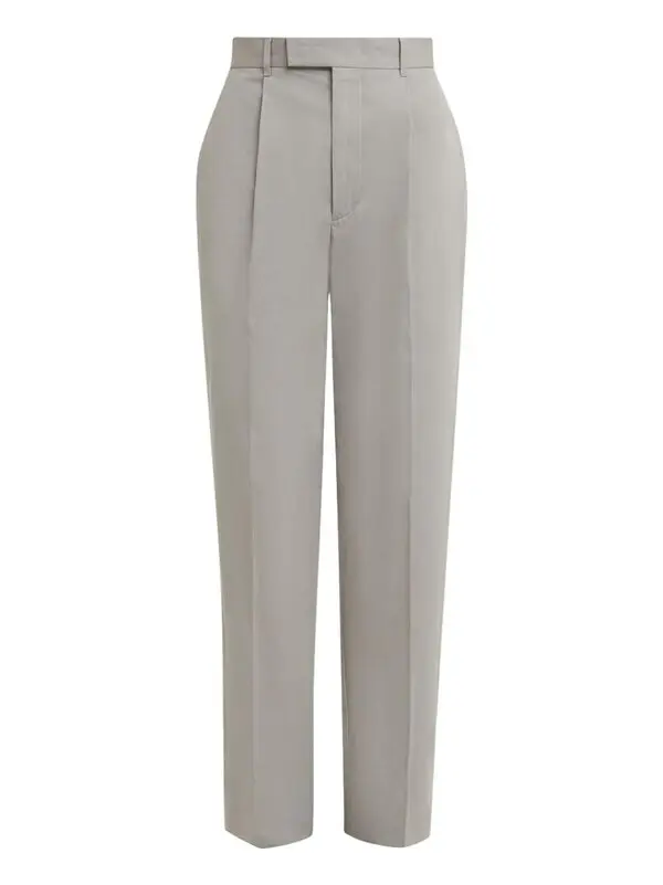 JIL SANDER Pleated Cotton Straight-leg Pants - Ash Grey