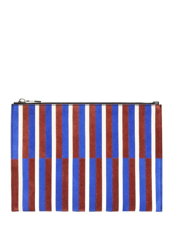 Proenza Schouler Striped Suede And Leather Pouch Bag - Cobal/rust