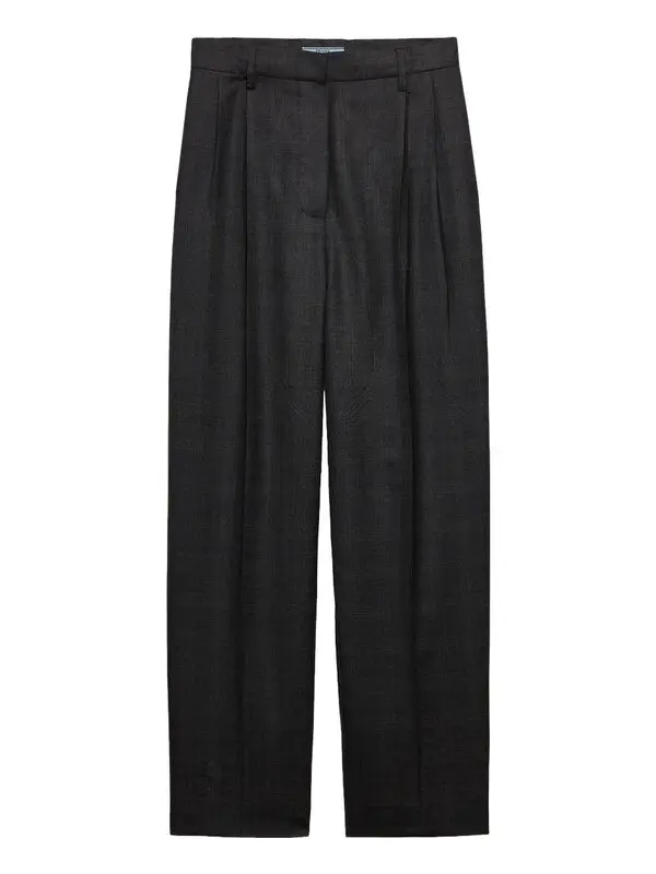 Prada Pleated Wool Drawstring Trousers - Anthrancite