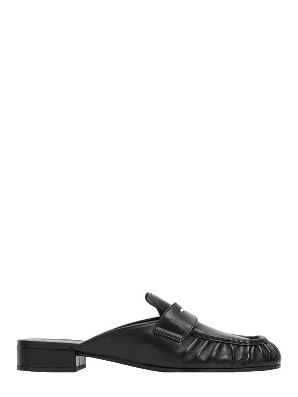 Prada 5mm Leather Penny Loafer Mules - Nero