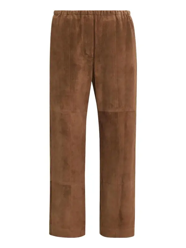 THE ROW Kenan Suede Straight-lag Ankle Pull-on Pants - Oak Brown