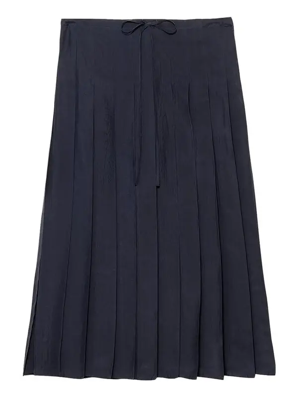 Prada Silk Pleated Midi Skirt - Blue