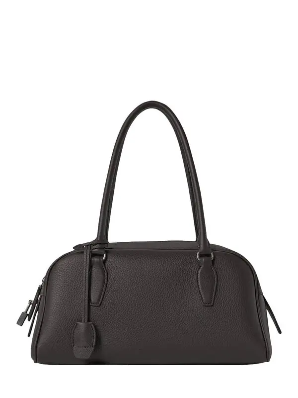 THE ROW India East-west Leather Bowling Shoulder Bag - Walnut Shadow