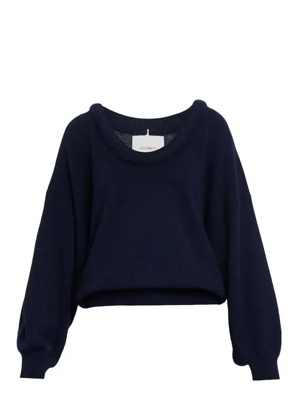 LISA YANG Doria Scoop-neck Cashmere Sweater - Navy