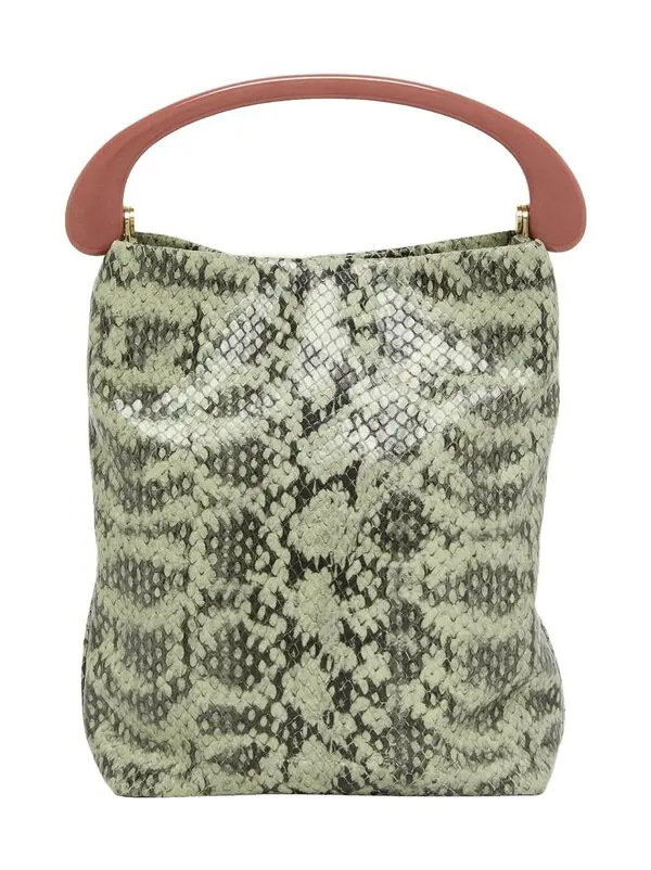 Dries Van Noten Snakeskin-embossed Top-handle Bag - Mint