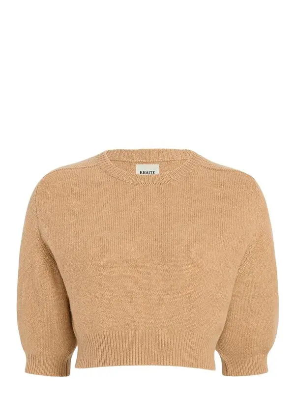 Khaite Lorelai Cropped Wool-cashmere Sweater - Camel