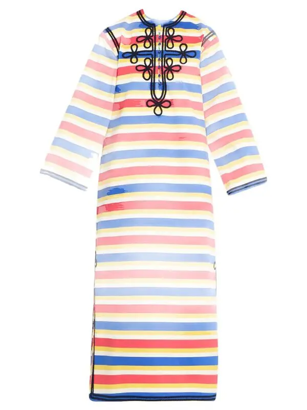 Rianna + Nina Embroidered Striped Cotton Maxi Dress - Multicolor