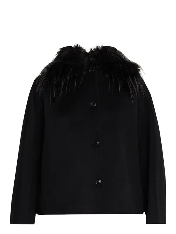 Loulou De Saison Rafe Faux Fur Collared Wool-cashmere Jacket - Black