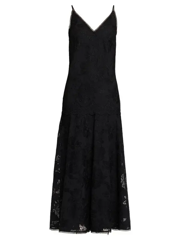 Kobi Halperin Robbie Embroidered Lace-trim Maxi Dress - Black