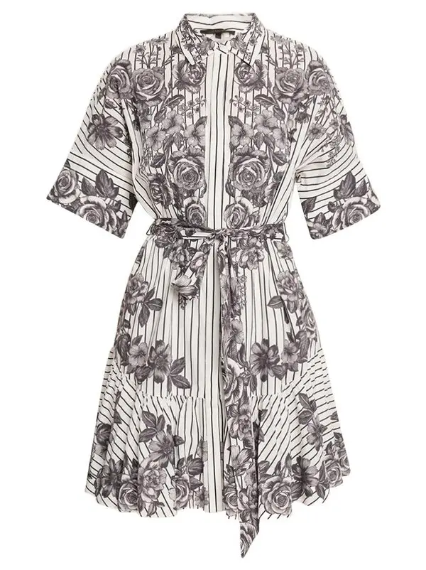 Kobi Halperin Hayden Belted Mini Dress - White/black