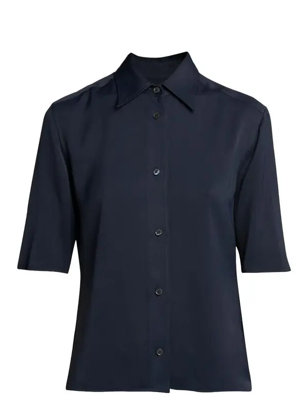 JIL SANDER Short-sleeve Viscose Button-down Shirt - Midnight