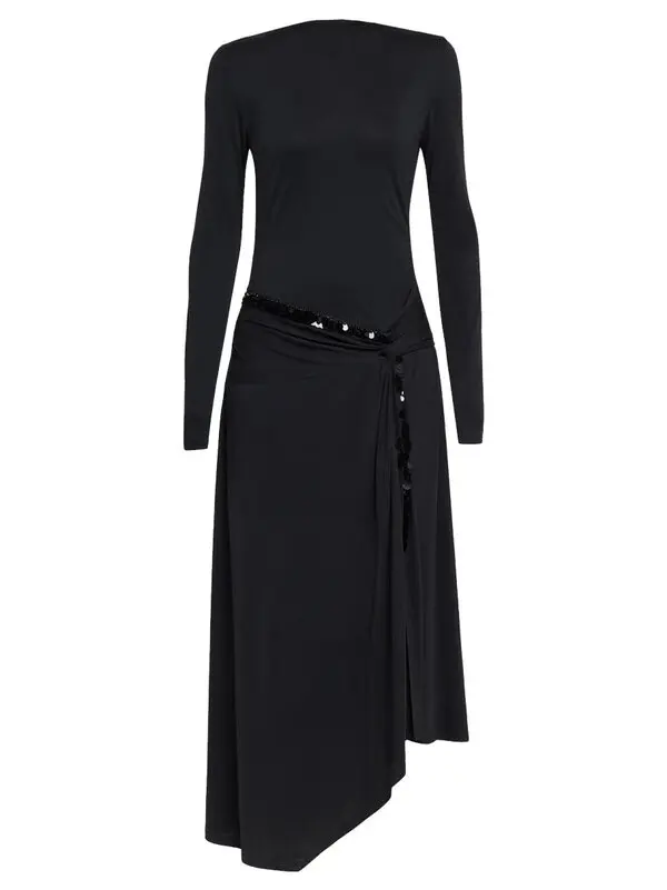 3.1 Phillip Lim Embellished Draped Long-sleeve Maxi Dress - Black