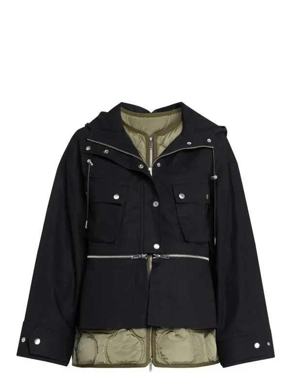 3.1 Phillip Lim Convertible Utility Vest Parka Jacket - Black/olive