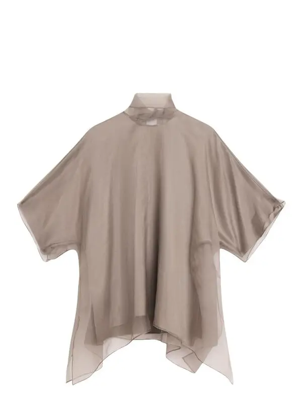 Brandon Maxwell Cali Scarf-neck Silk Organza Blouse - Smoke