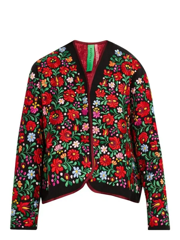Rianna + Nina Floral Embroidered Mini Blouson Jacket - Multi