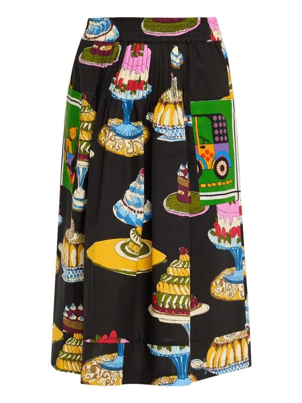 Rianna + Nina Printed Pocket Pleated Midi Pull-on Skirt - Multi