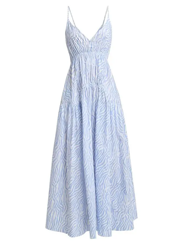 Proenza Schouler White Label Michelyn Shirred Empire-waist Sleeveless Maxi Dress - Cloud/white Multi