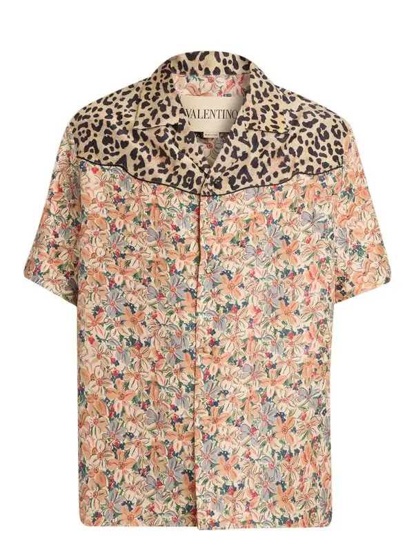 Valentino Garavani Leopard Floral Silk Camp Shirt - Multi