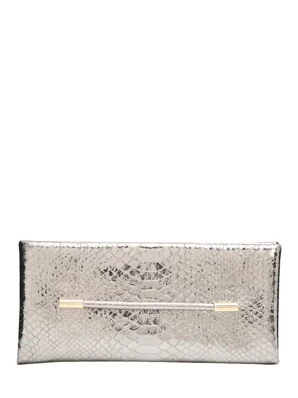 TOM FORD Ava Snake-embossed Printed Leather Clutch - Silver