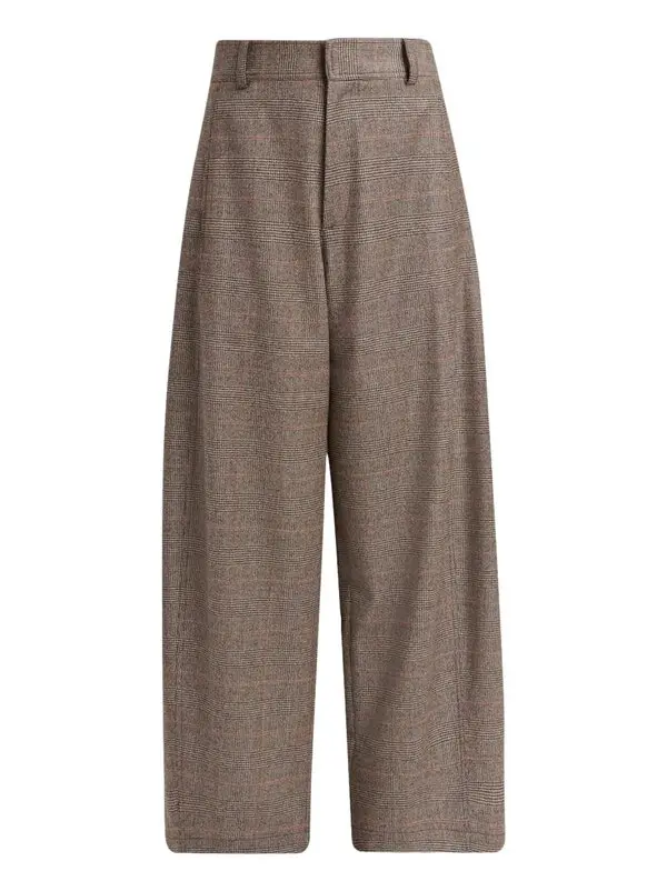 Kiton Wool-cashmere Check Barrel-leg Trousers - Rust