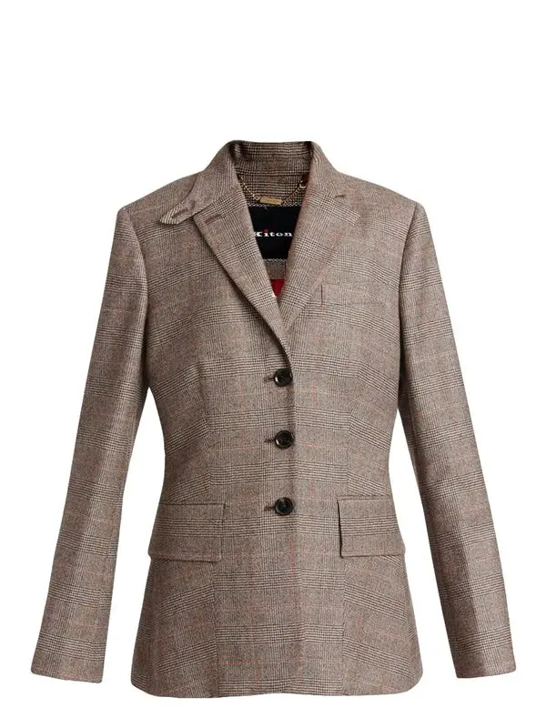 Kiton Wool-cashmere Check Single-breasted Jacket - Rust