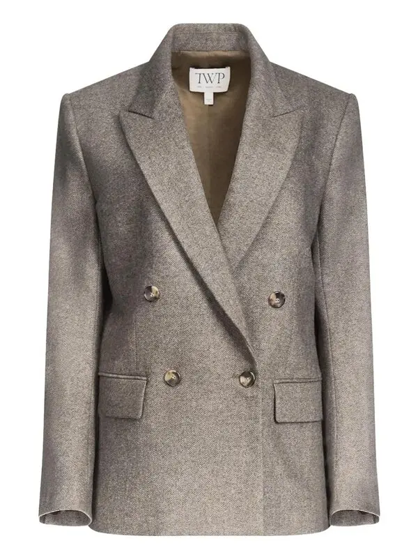 TWP Harper Double-breasted Herringbone Blazer - Tea Multi