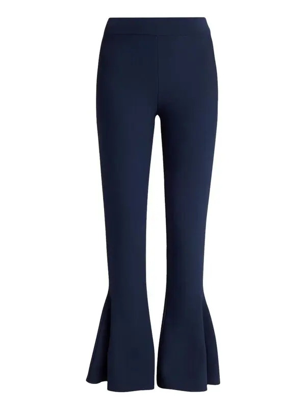 Stella McCartney Compact Knit Peplum Flare Pants - Navy