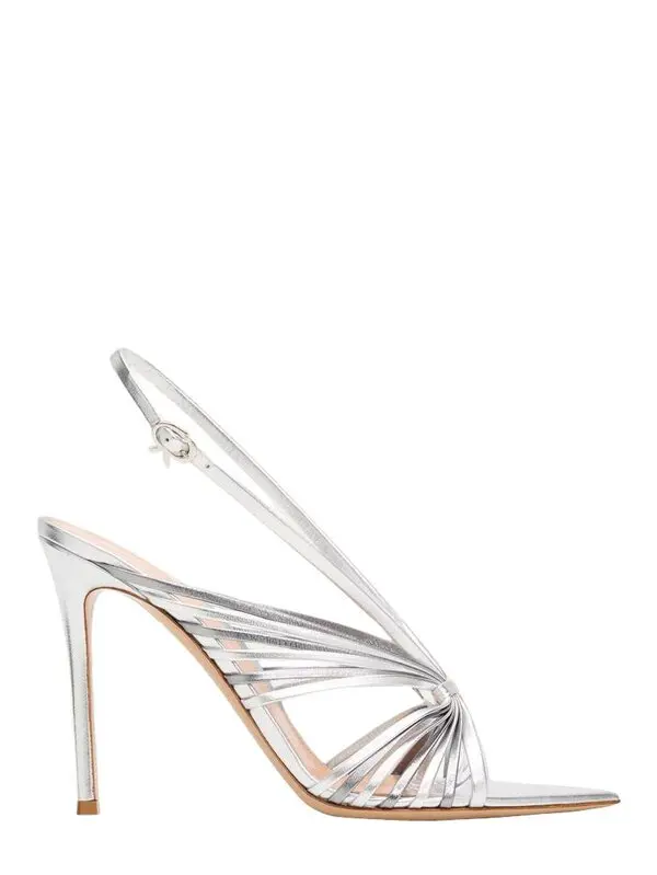 GIANVITO ROSSI 105mm Metallic Leather Slingback Sandals - Silver