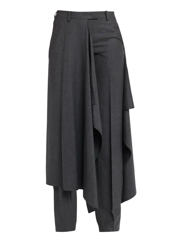Michael Kors Asymmetric Overskirt Straight-leg Trousers - Graphite Multi