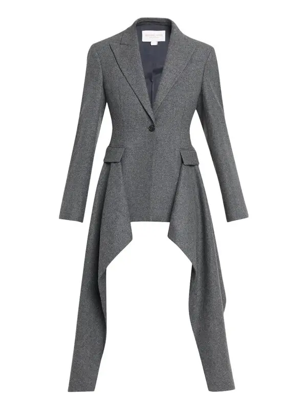 Michael Kors Draped Single-button Wool Blazer - Graphite Multi