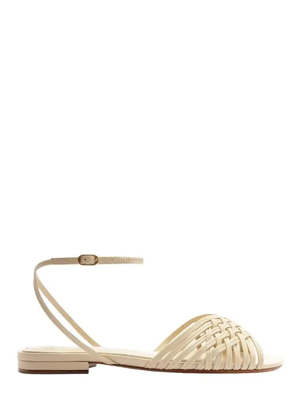 ALEXANDRE BIRMAN Lilian Leather Flat Sandals - Eggshell