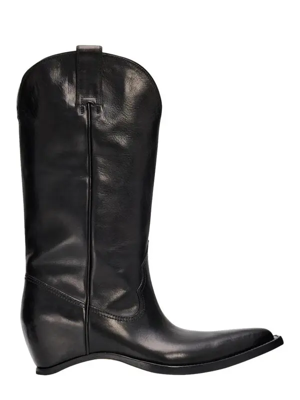 MAISON MARGIELA Heel-less Leather Cowboy Boots - Black