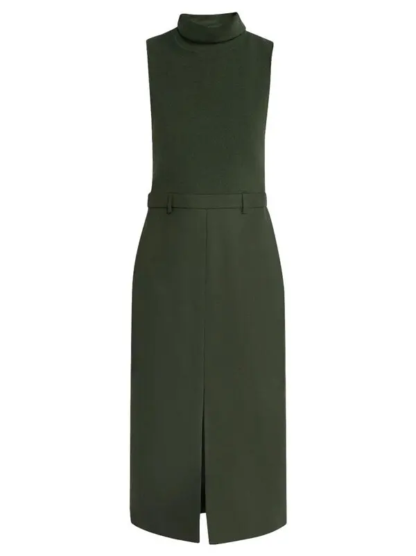 Theory Funnel-neck Combo Midi Dress - Ivy