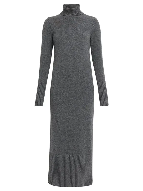 Michael Kors Long-sleeve Turtleneck Wool Dress - Graphite