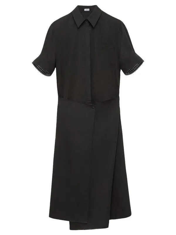 Loewe Wrapped Short-sleeve Midi Shirtdress - Black