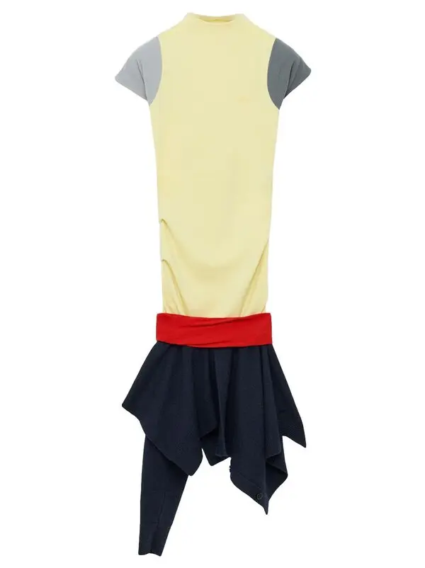 Loewe Mock-neck Colorblock Handkerchief Dress - Yellow/multi