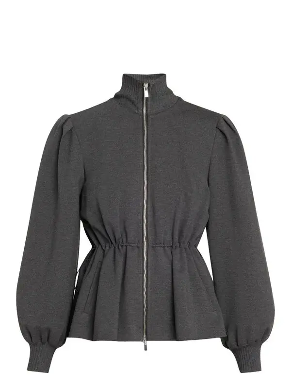TOCCIN Ida Zip-front Peplum Jacket - Shadow