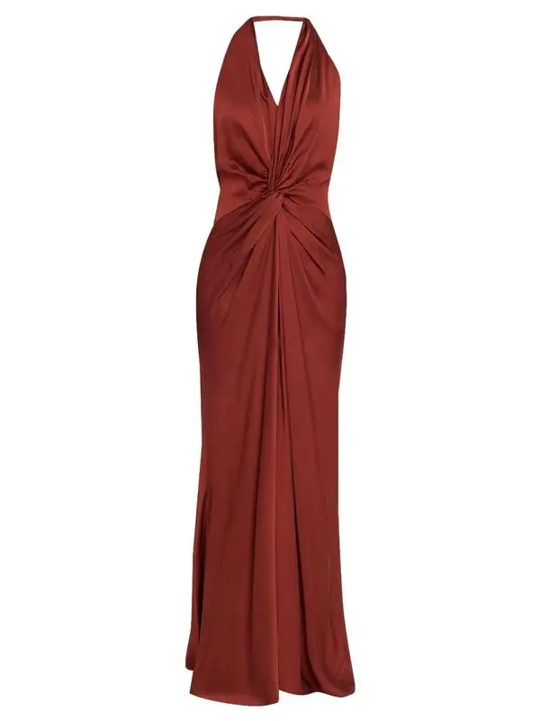A.L.C. Mabel Twist-front Halter Gown - Sandalwood