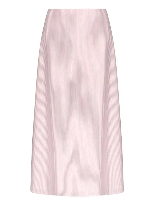 TWP Striped Cotton A-line Skirt - White/red