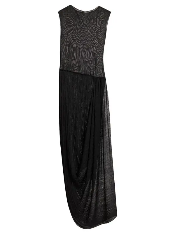 Balmain Flechage Semi-sheer Draped Dress - Black