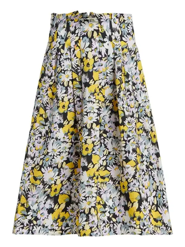Marni Floral Cotton Midi Skirt - Maize