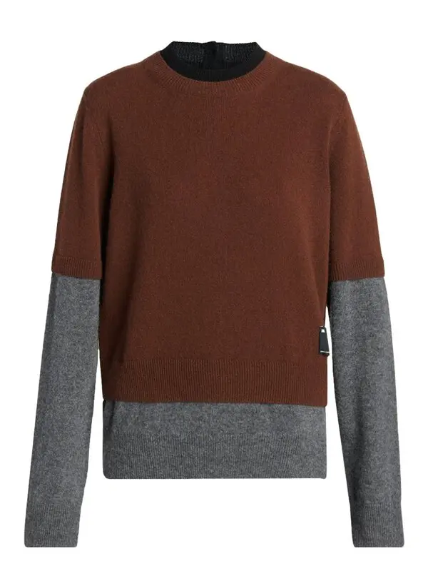 Marni Double-layered Cashmere Sweater - Brown Multi