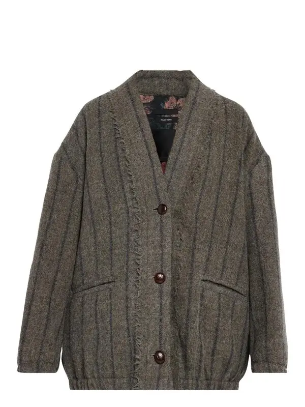 R13 Striped Virgin Wool Cardigan - Grey