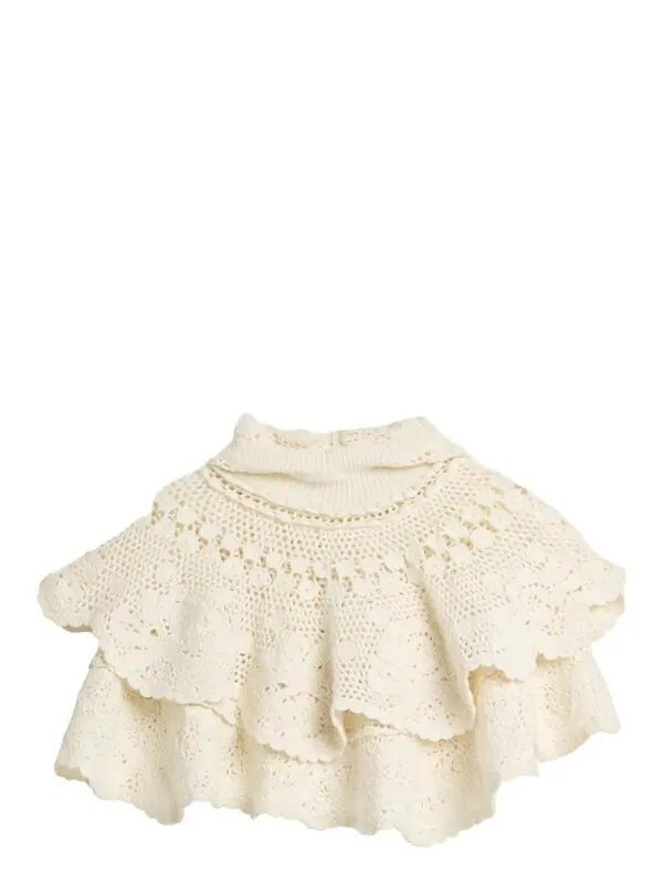 Sea Wright Knit Crochet Capelet - Cream