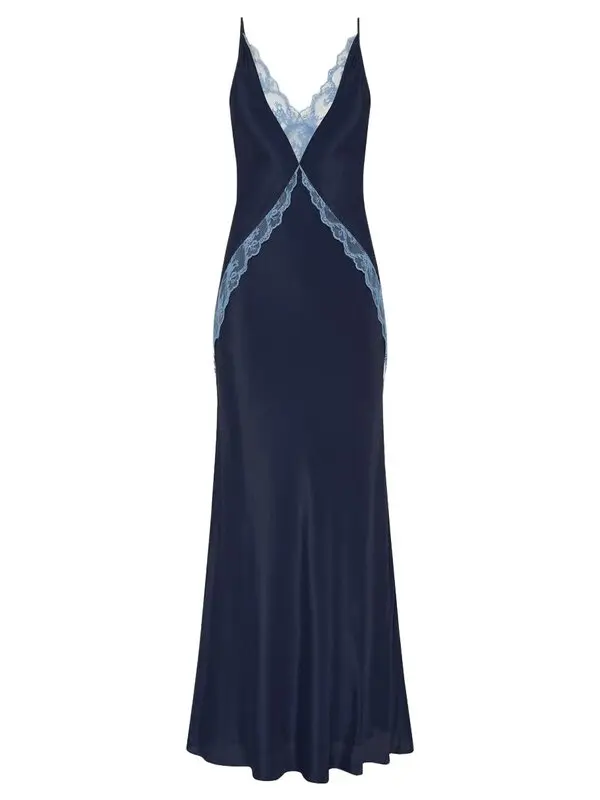 SIR. Elsie Lace V-neck Gown - Navy